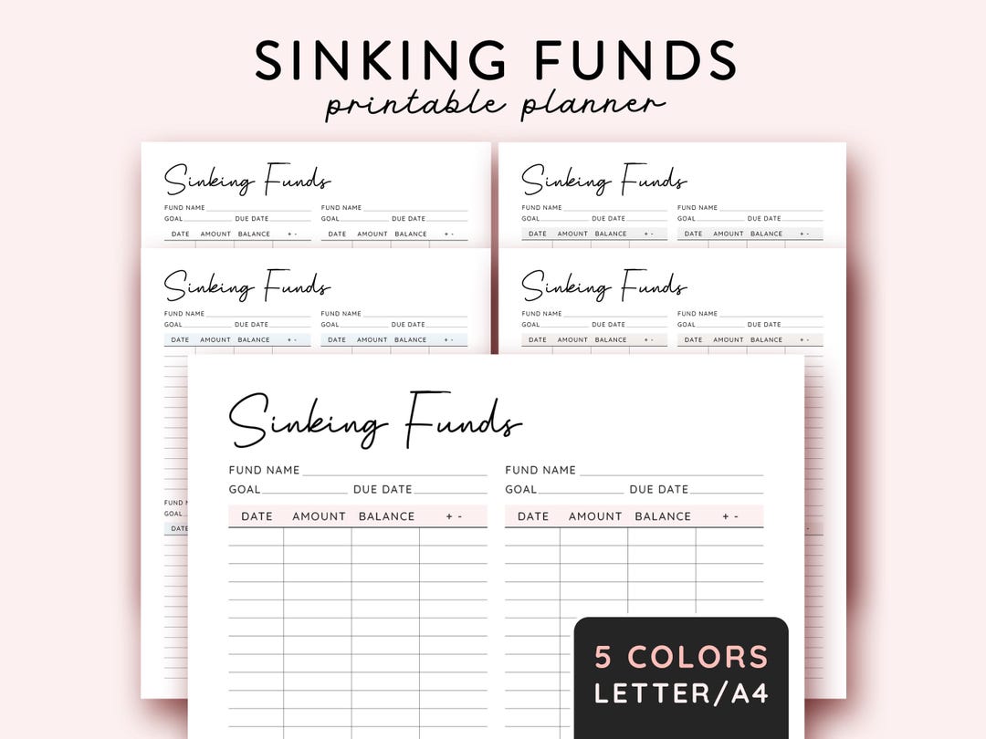 Sinking Funds Tracker Printable Sinking Funds Tracker Sheet, Sink Funds ...