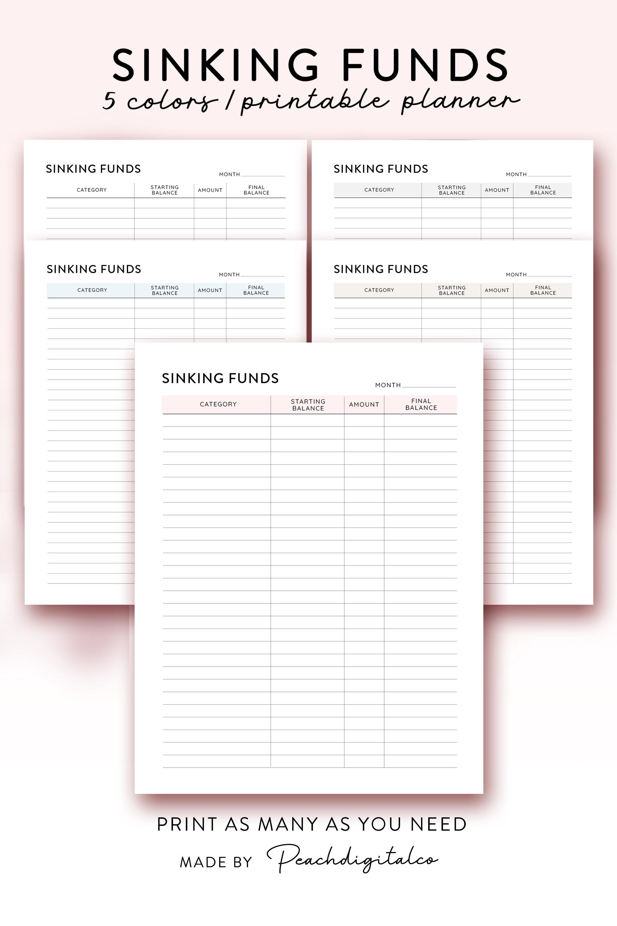 Sinking Funds Tracker Printable Sinking Funds Tracker Sheet, Sink Funds ...