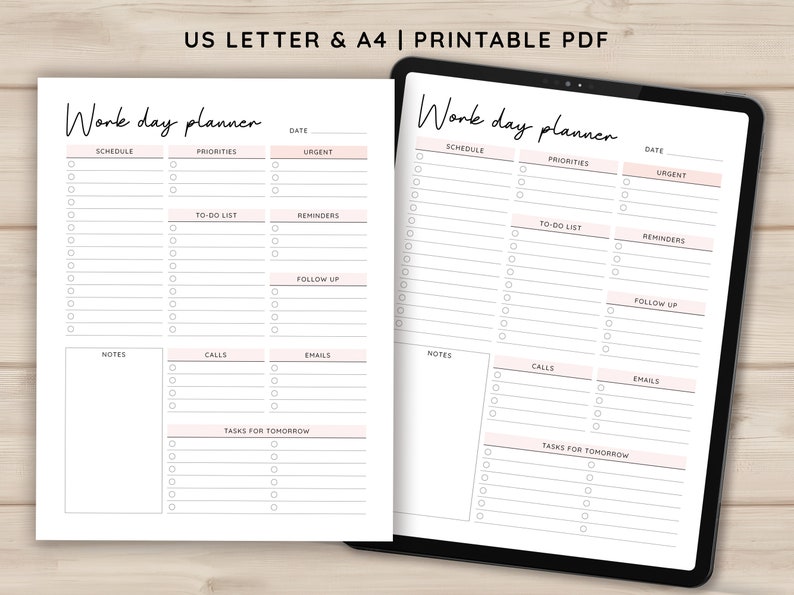 Editable Work Planner Template, Work Day Organizer Printable Daily ...