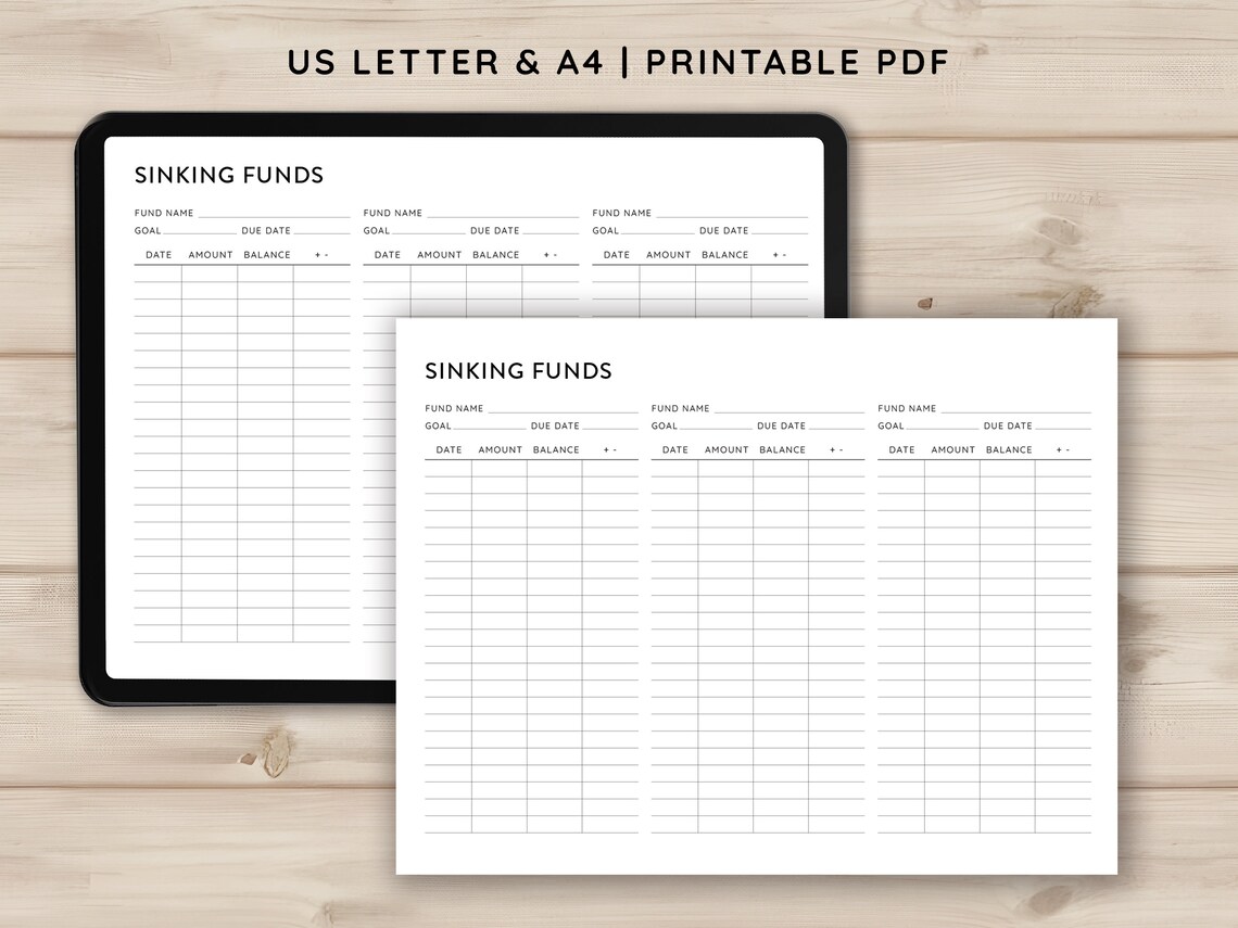 Sinking Funds Tracker Printable Landscape Sinking Funds Tracker Sheet ...