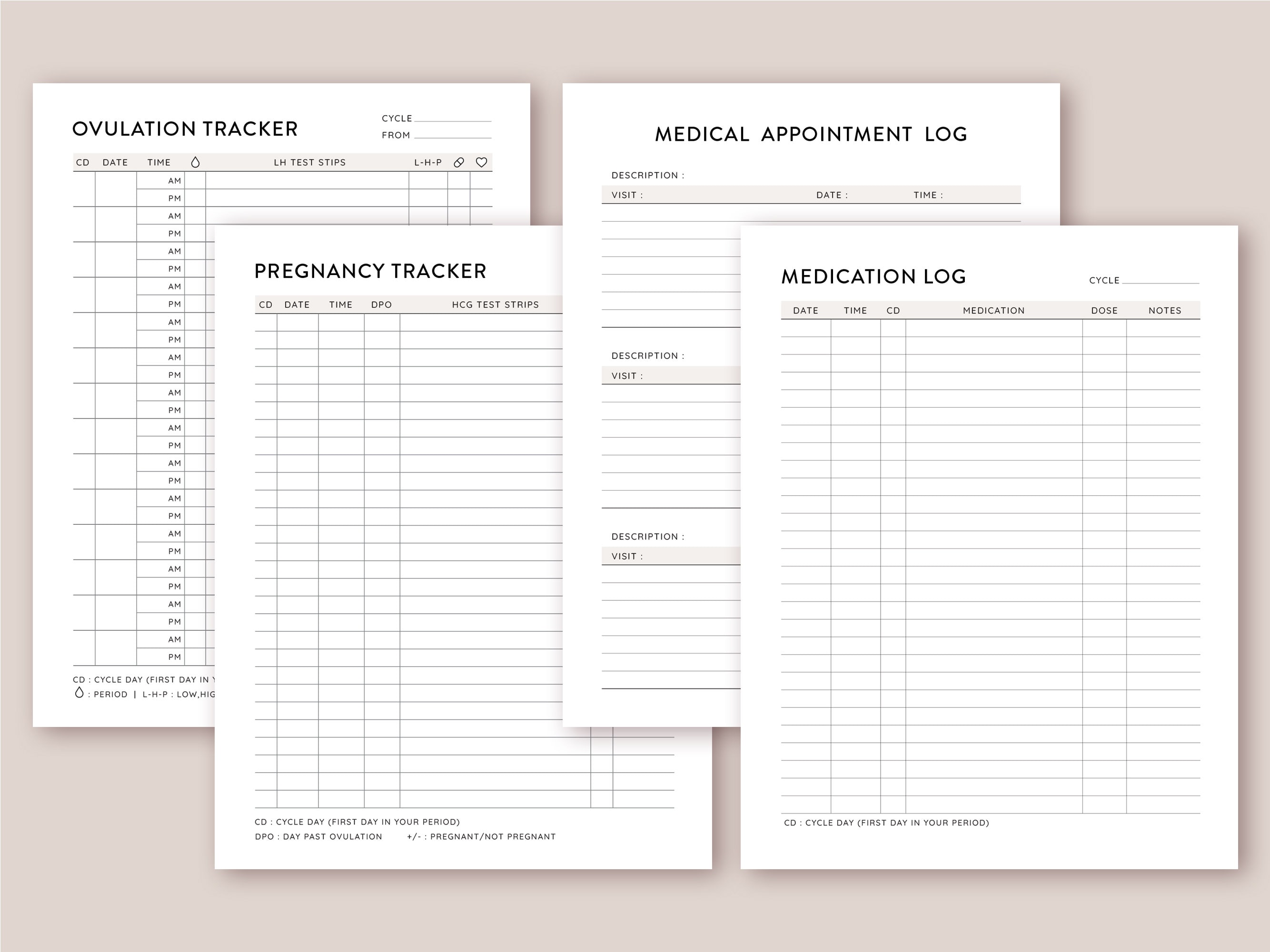 Fertility Journal Ovulation Test Strips Tracker Ovulate Track Printable ...