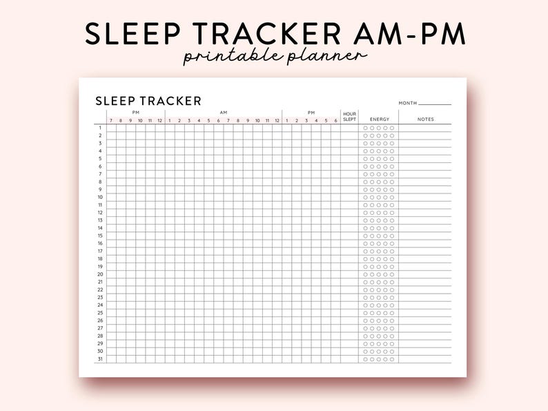 Sleep Tracker Printable, Monthly Sleep Tracker Planner Printable PDF ...