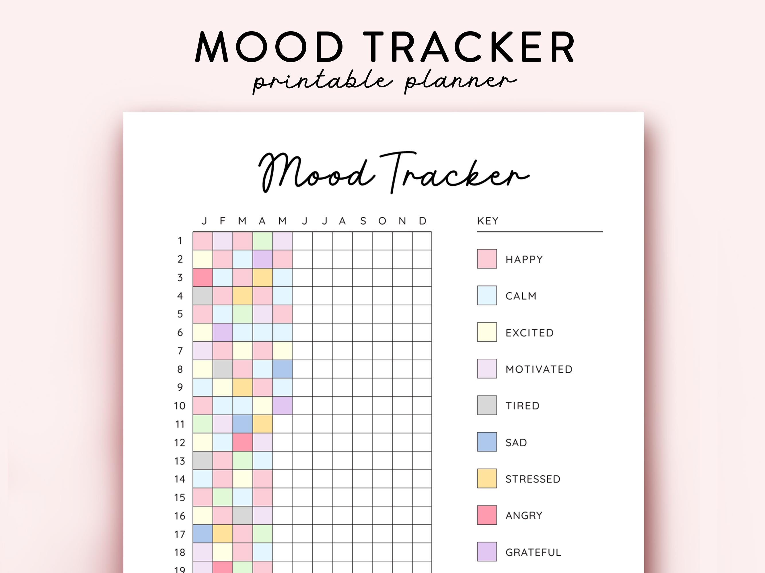 Mood Tracker Journal Printable, Mood Tracker Printable, A Year in Dots ...