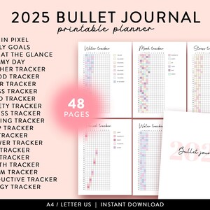 2025 Bullet Journal Printable, Yearly Trackers Bundle Printable, Bujo ...