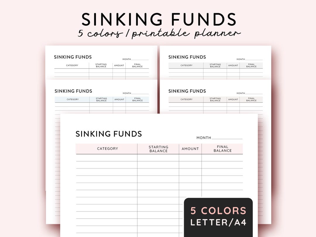Sinking Funds Tracker Printable Sinking Funds Tracker Sheet, Sink Funds ...