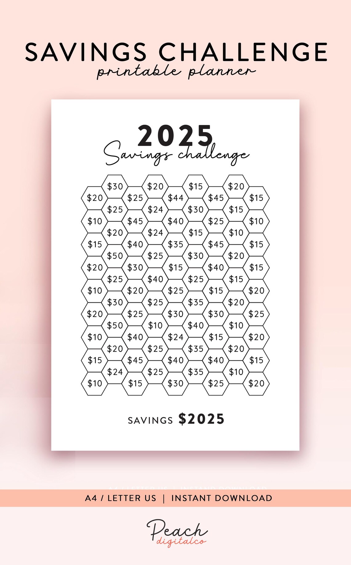 2025 Savings Challenge Printable, Save 2025 Challenge Low Budget ...