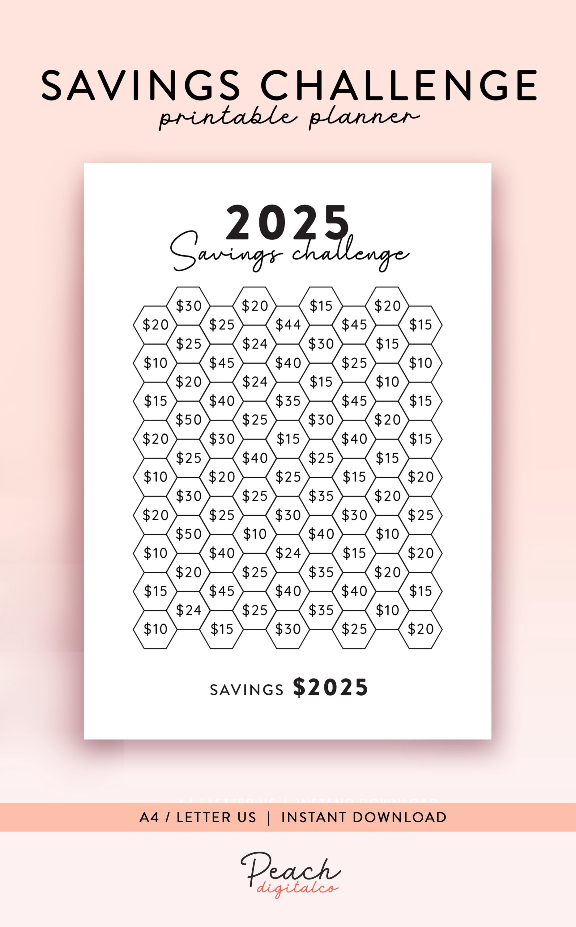 2025 Savings Challenge Printable, Save 2025 Challenge Low Budget ...
