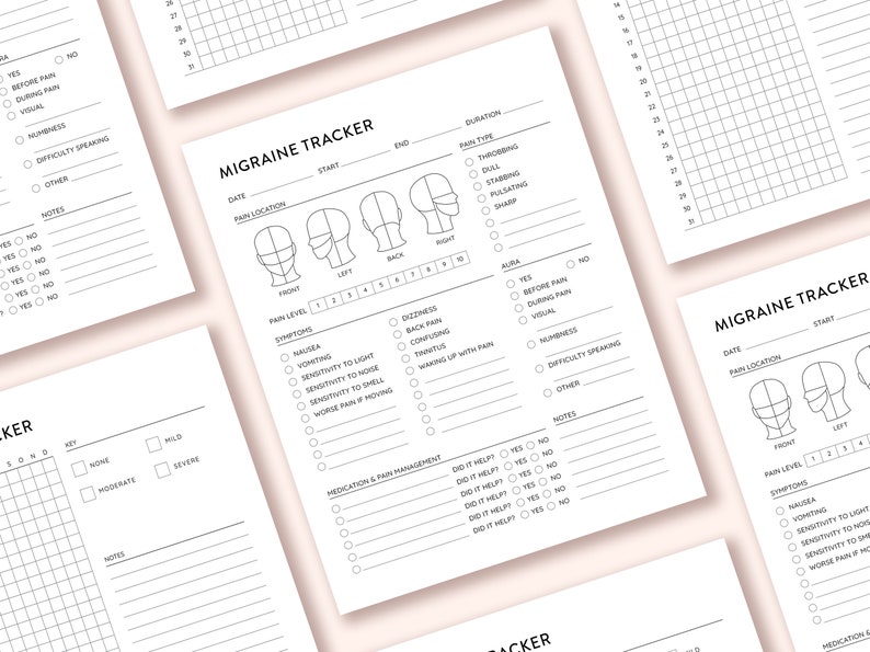 Migraine Tracker Printable, Headache Template, Migraine Track Headache ...