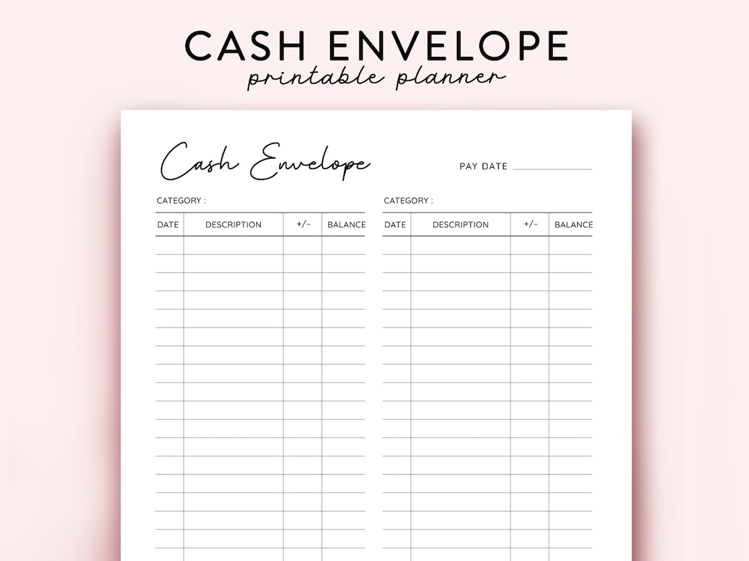 Cash Envelope Tracker Printable, Cash Envelope Breakdown, Cash ...