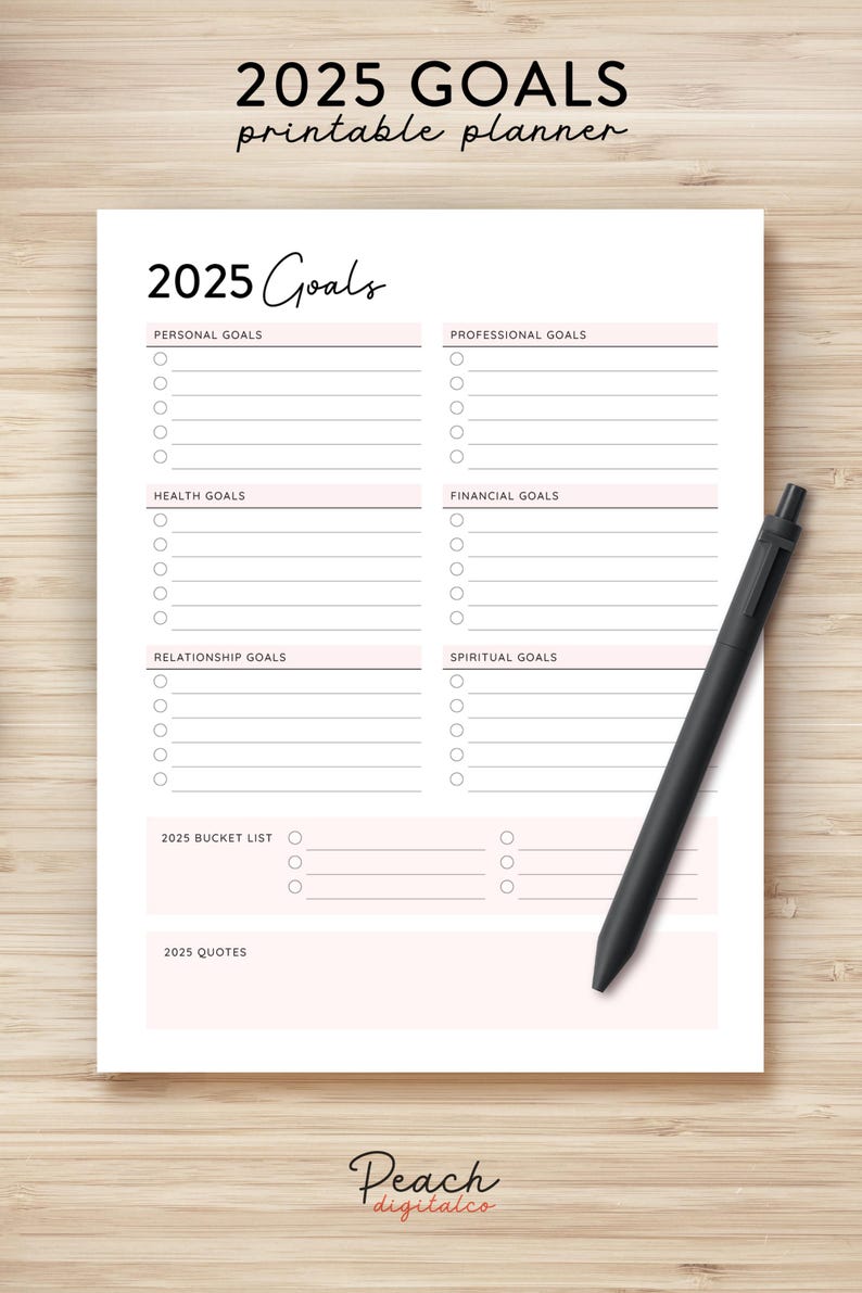 2025 Goal Settings Worksheet, 2025 Goals Template, Goals Printable ...