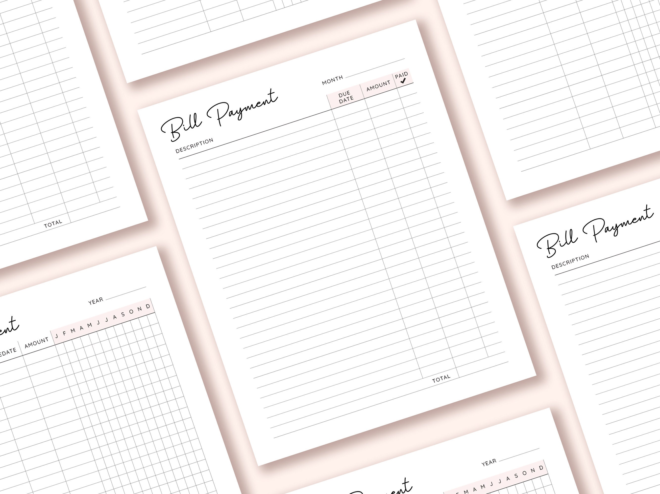 Monthly Bill Payment Tracker Printable, Yearly Bill Tracker Printable ...