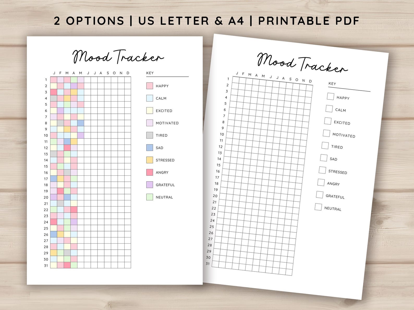 Mood Tracker Journal Printable, Mood Tracker Printable, A Year in Dots ...
