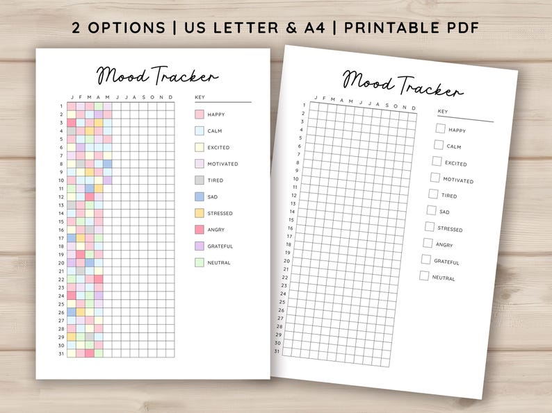Mood Tracker Journal Printable, Mood Tracker Printable, A Year in Dots ...