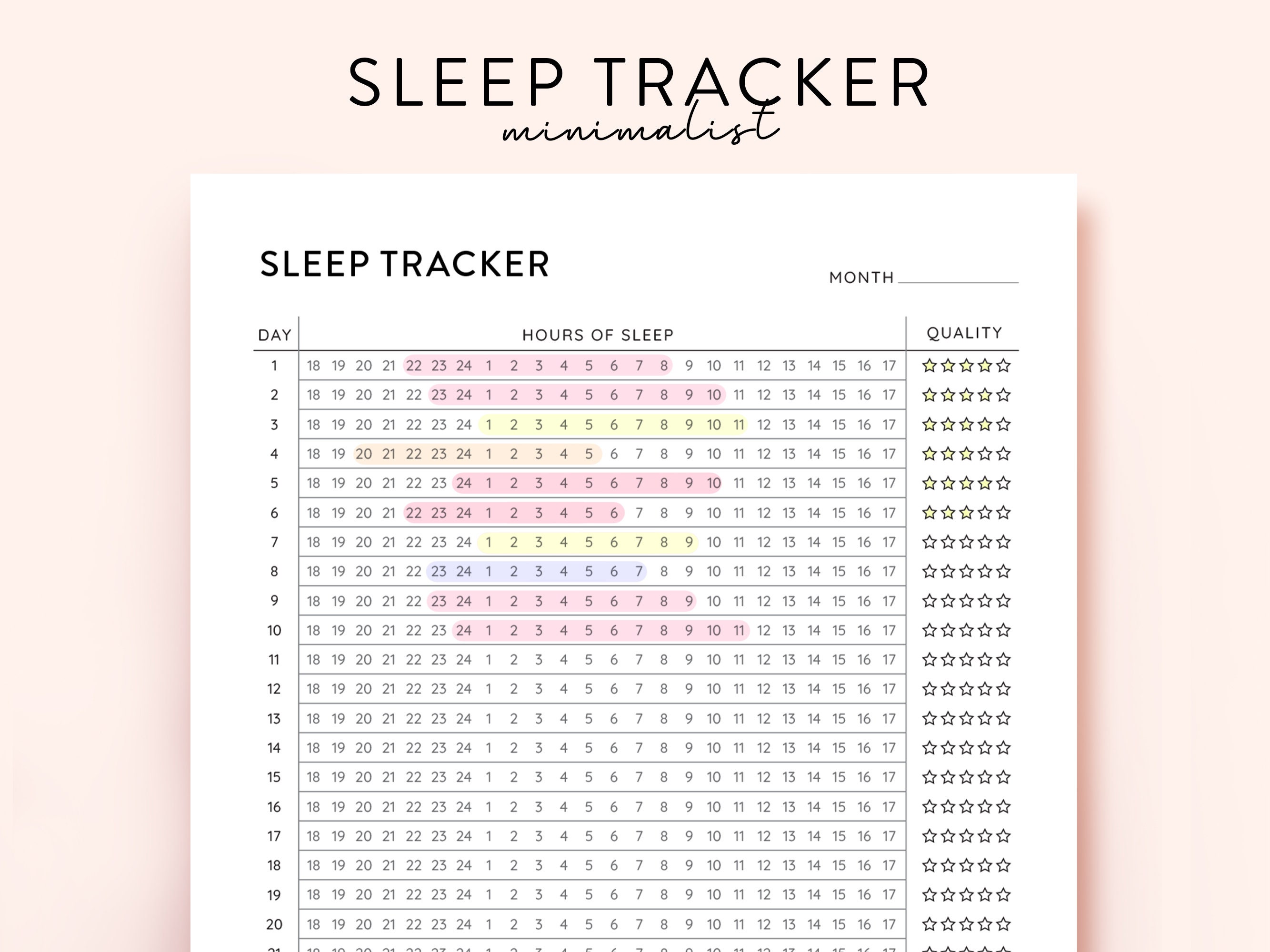 Sleep Tracker Printable, Monthly Sleep Tracker Planner Printable PDF ...