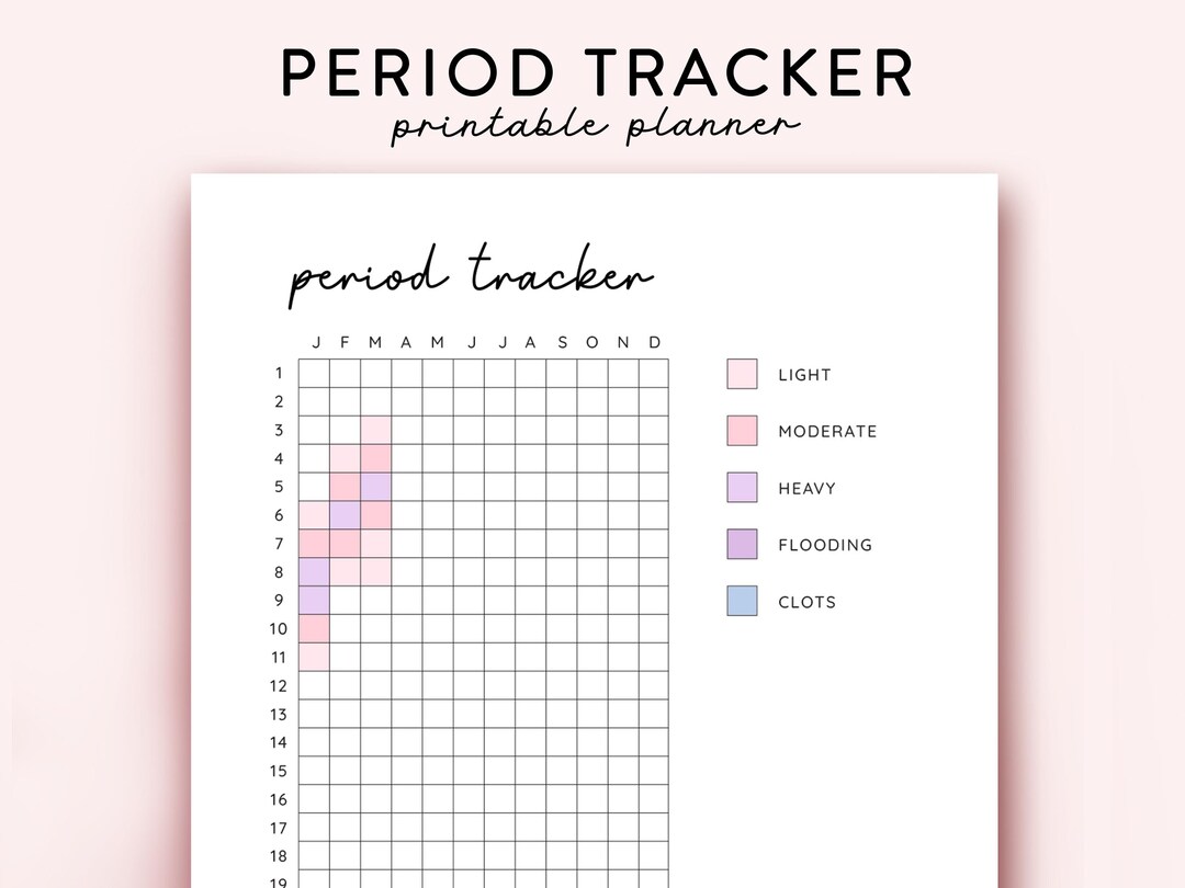 Minimal Period Tracker Printable, Digital Women Period Planner ...