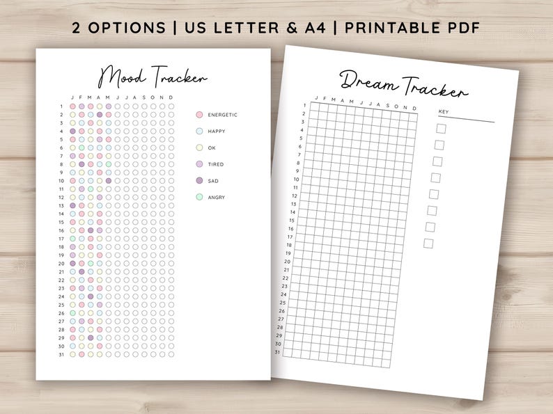Mood Tracker Journal Printable, Mood Tracker Printable, A Year in Dots ...