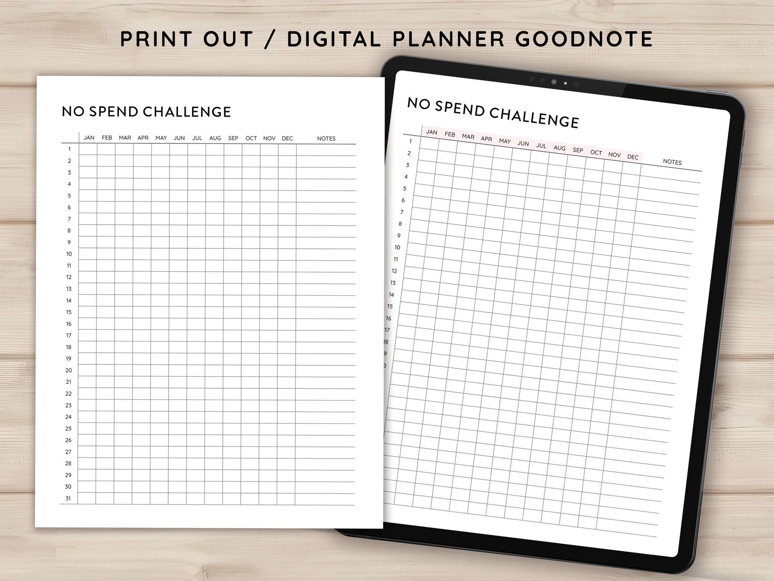 No Spending Tracker Printable, 30 Day No Spend Challenge Printable No ...
