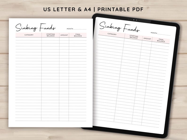 Sinking Funds Tracker Printable Sinking Funds Tracker Sheet, Sink Funds ...