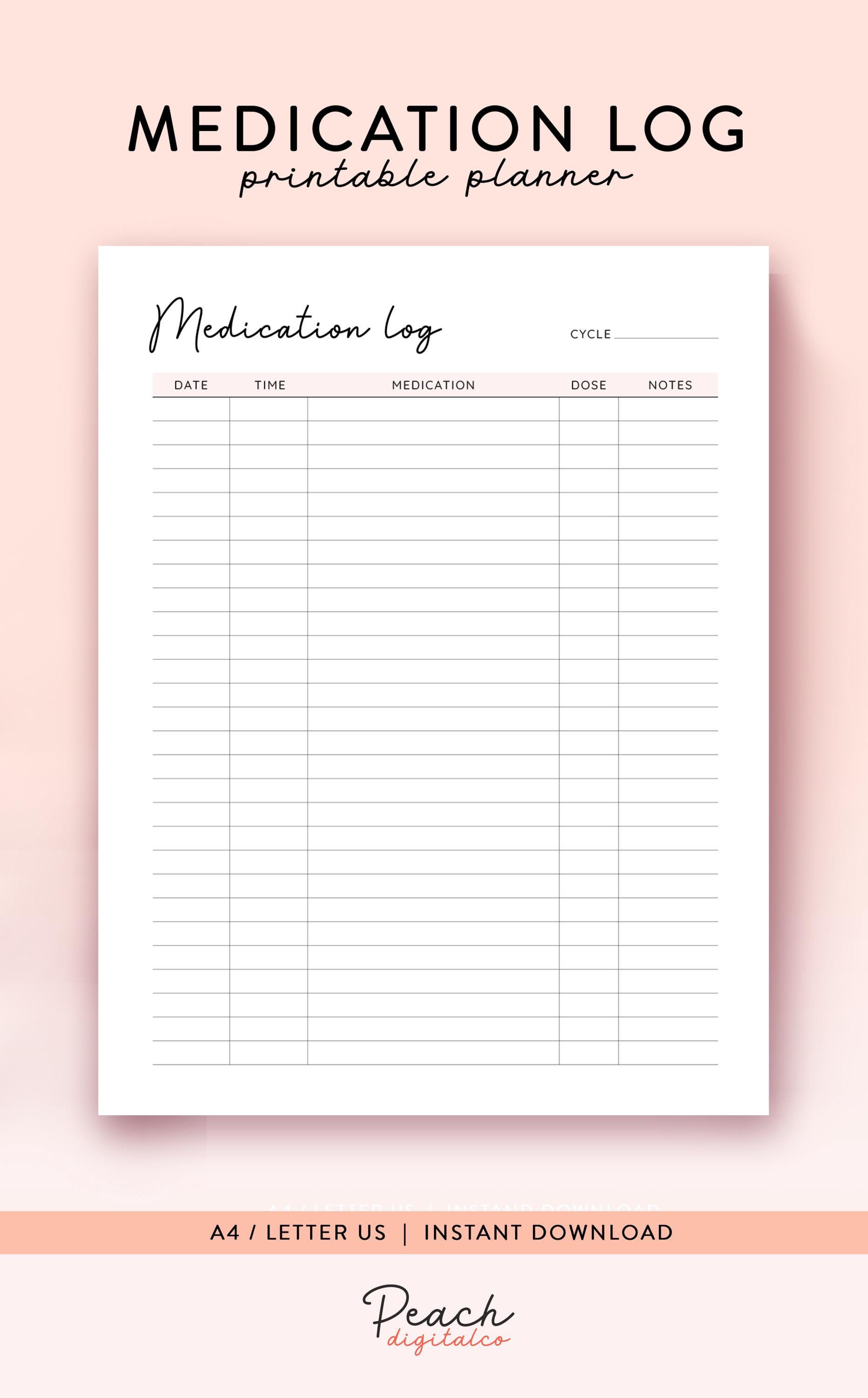 Medication Tracker Printable, Medication Log, Medication Chart ...