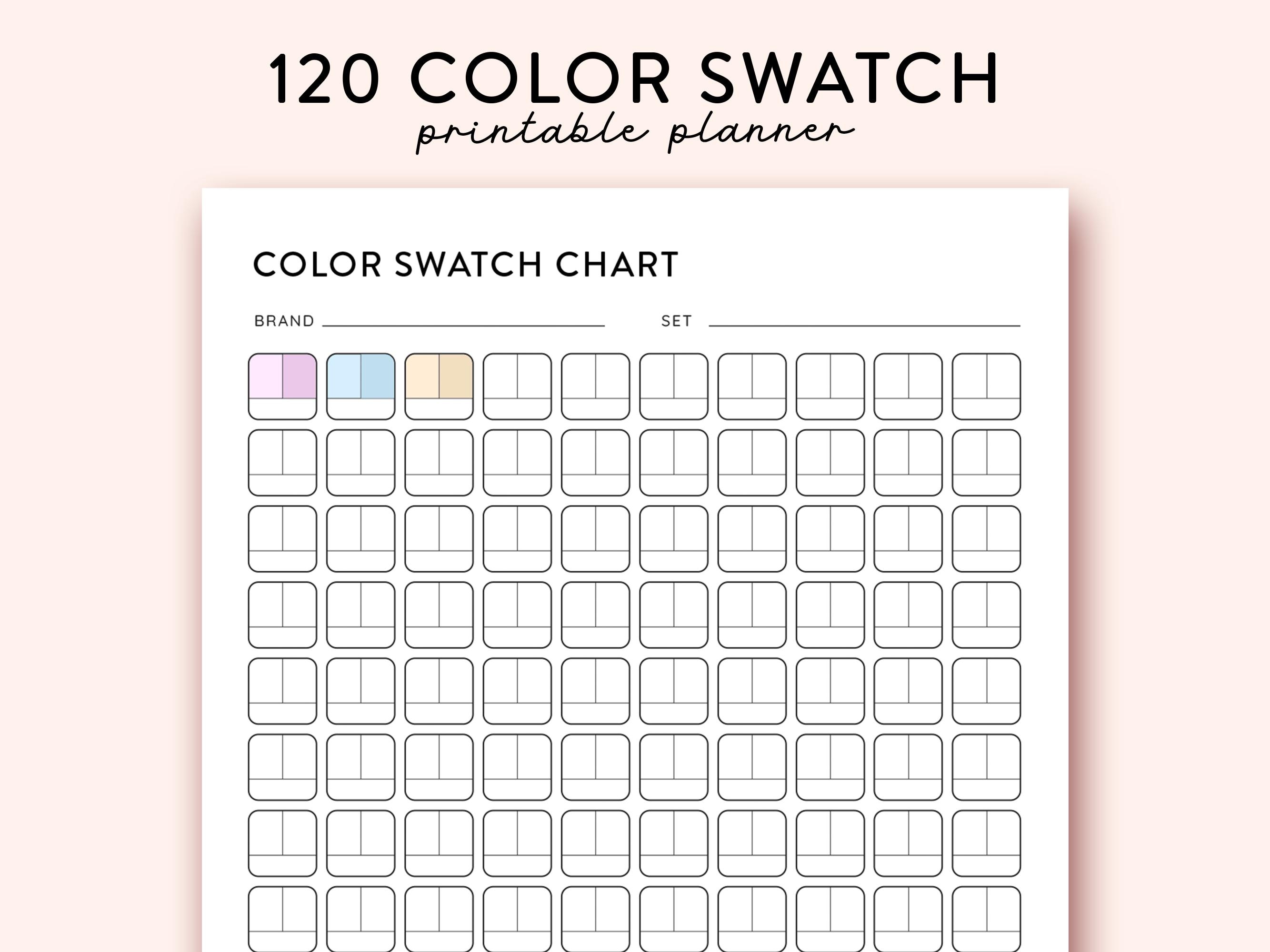 Color Swatch Chart Blank Color Chart Printable Color Swatch Template ...