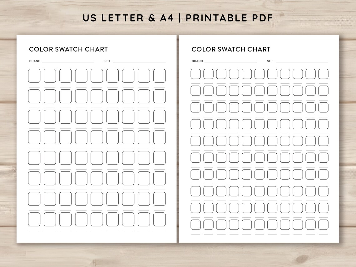 Color Swatch Chart Blank Color Chart Printable Color Swatch Template ...