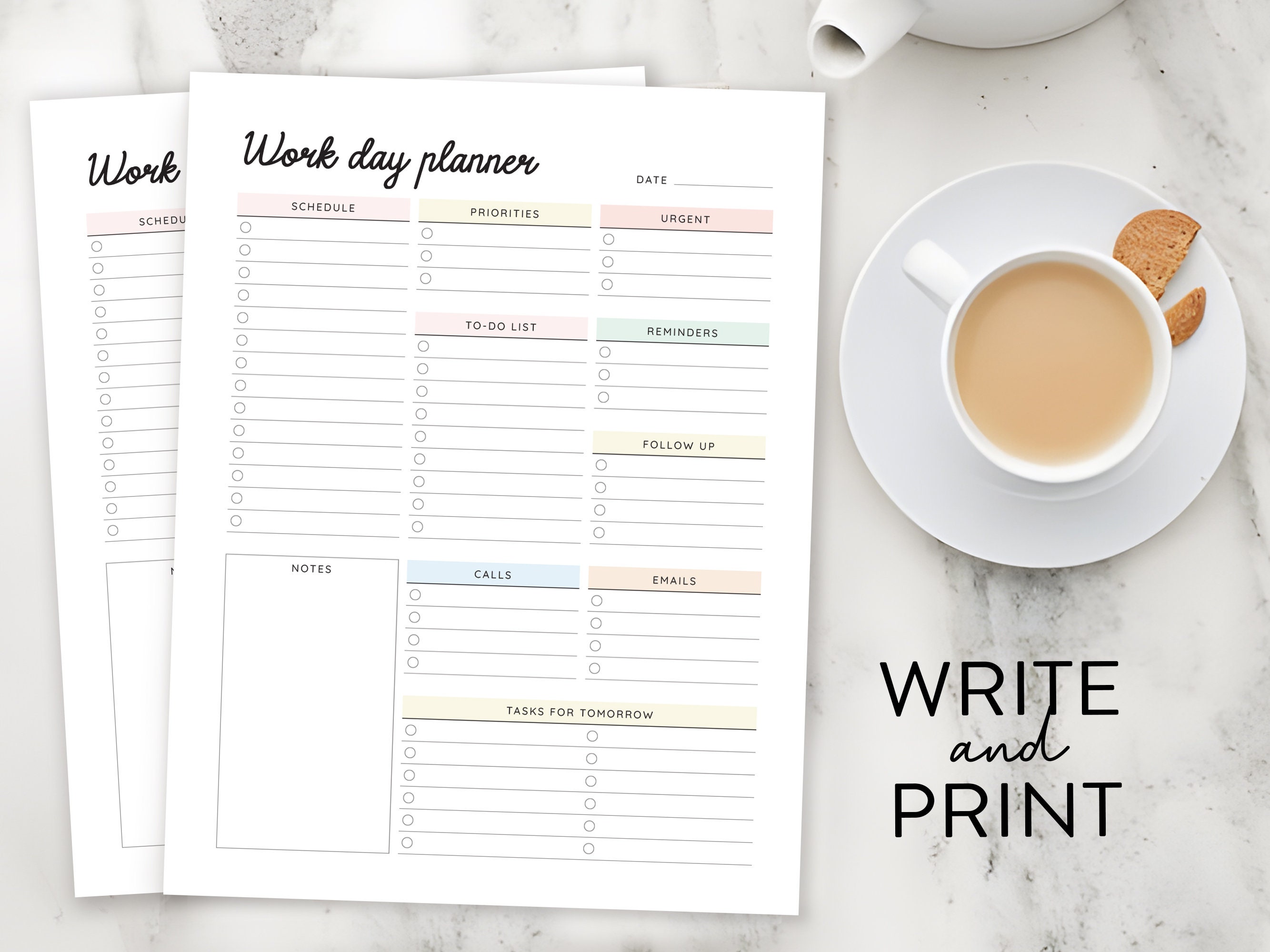 Work Day Planner Printable Work Planner Template, Work Day Organizer ...