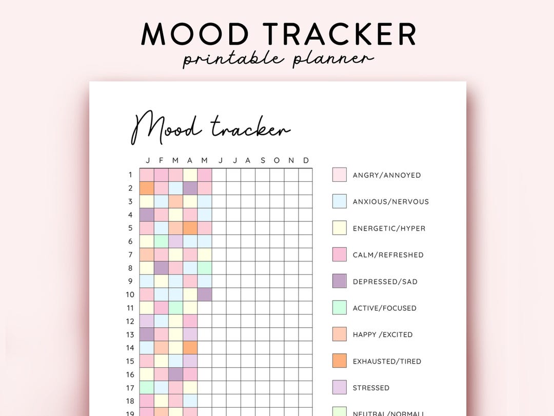 Mood Tracker Journal Printable, Mood Tracker Printable, A Year in Dots ...