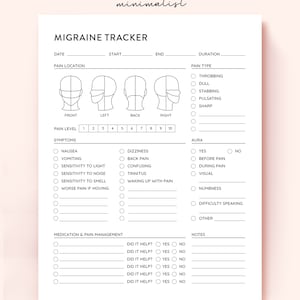 Migraine Tracker Printable, Headache Template, Migraine Track Headache ...