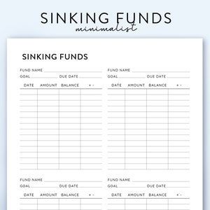 Sinking Funds Tracker Printable Sinking Funds Tracker Sheet Sink Funds ...