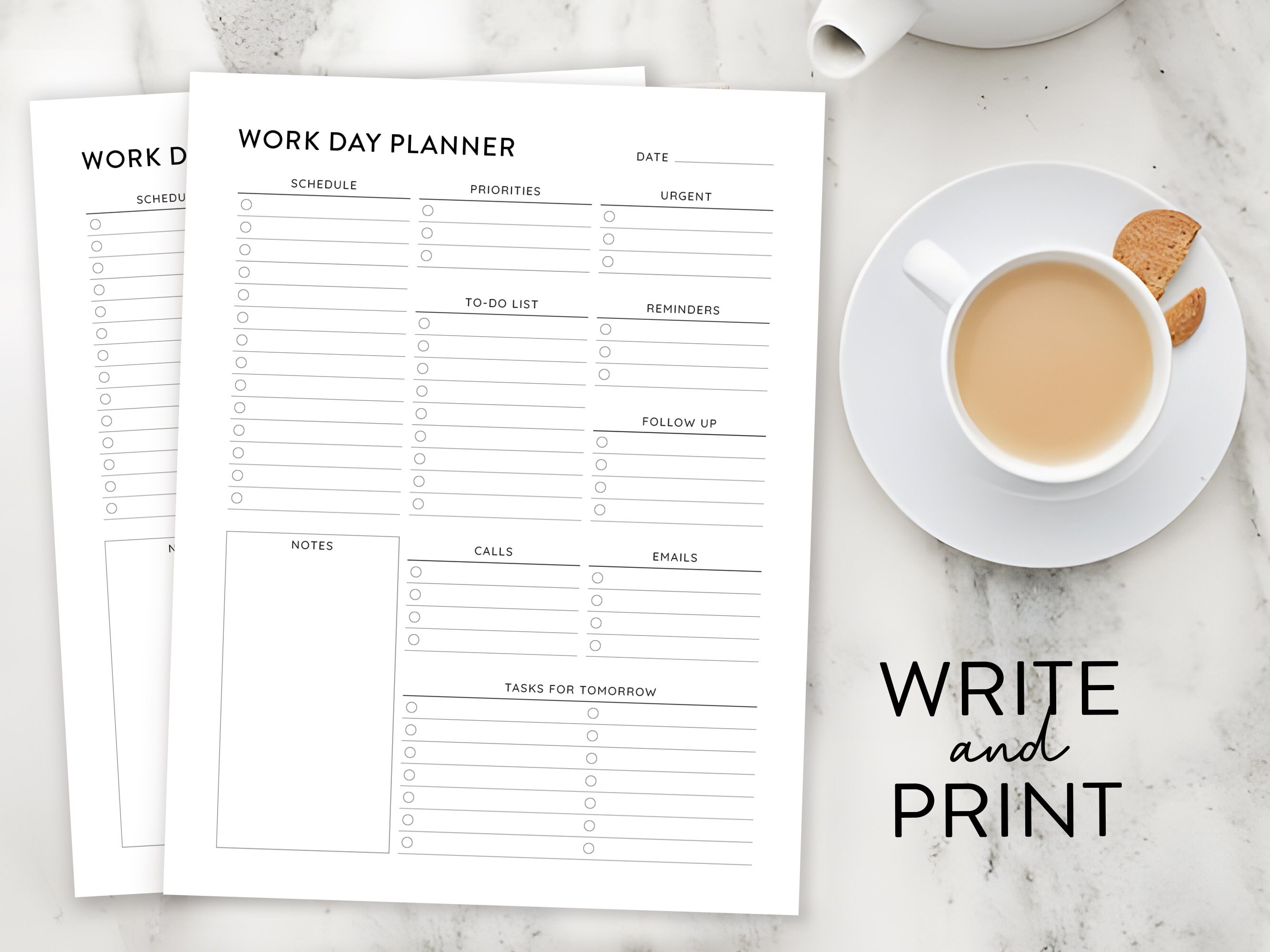 Work Day Planner Printable Work Planner Template, Work Day Organizer ...