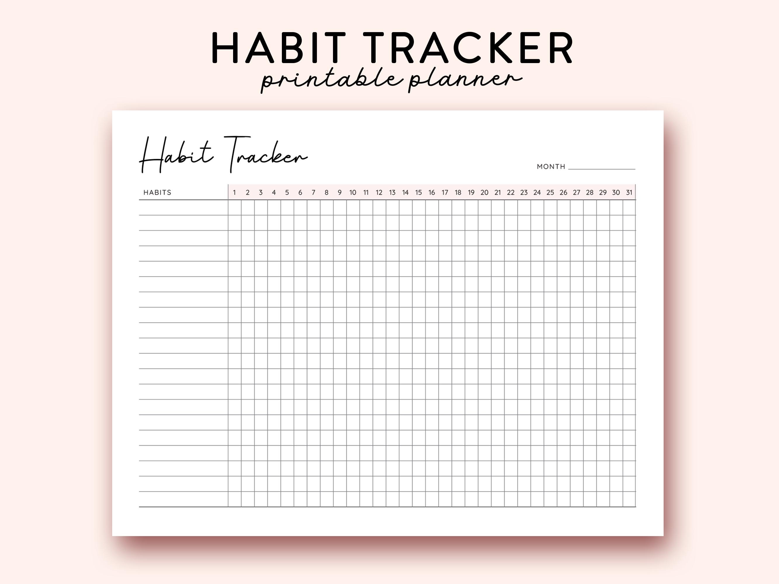 Monthly Habit Tracker Printable Landscape, 30 Days Habit Tracker ...