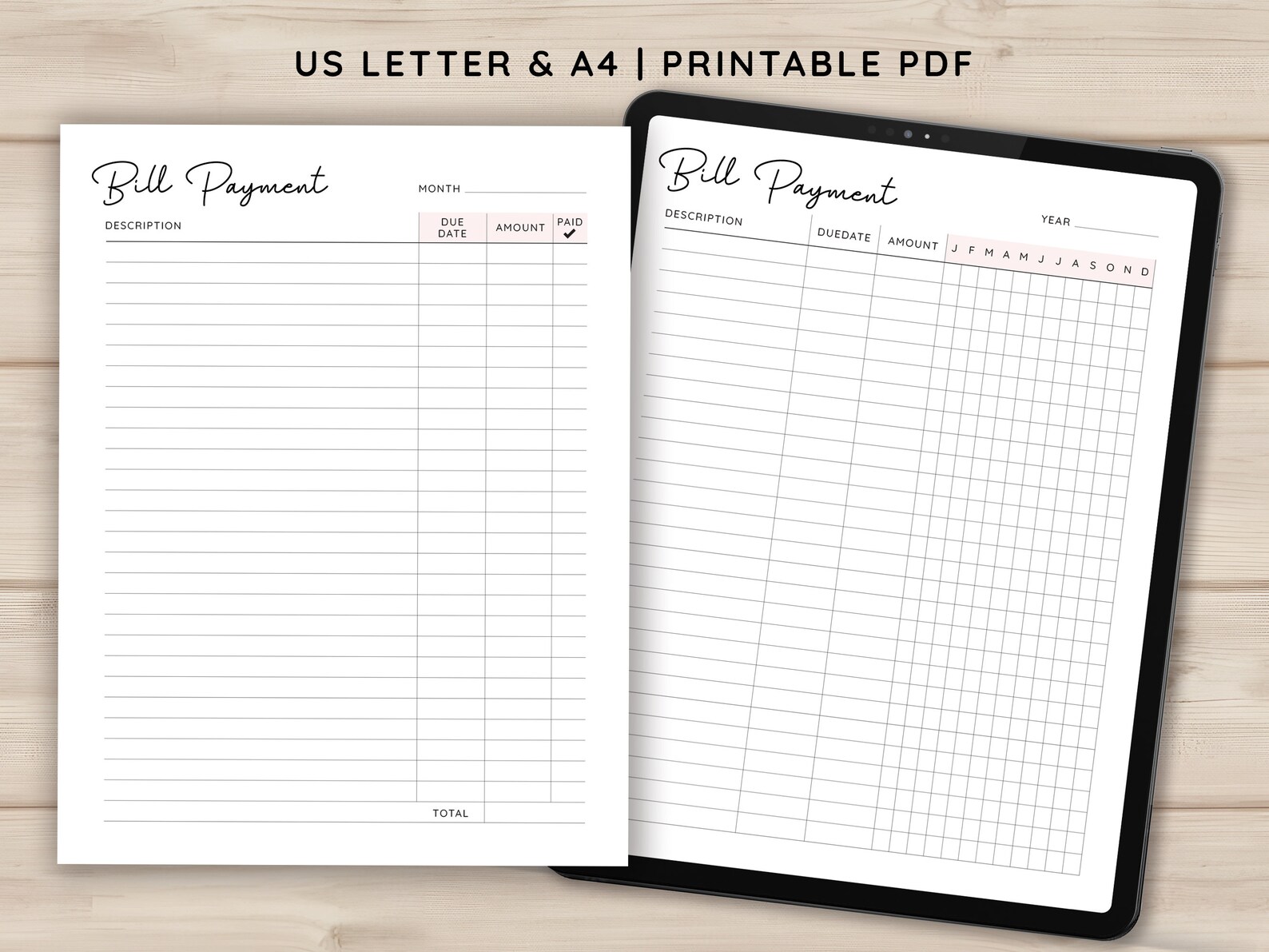Monthly Bill Payment Tracker Printable, Yearly Bill Tracker Printable ...