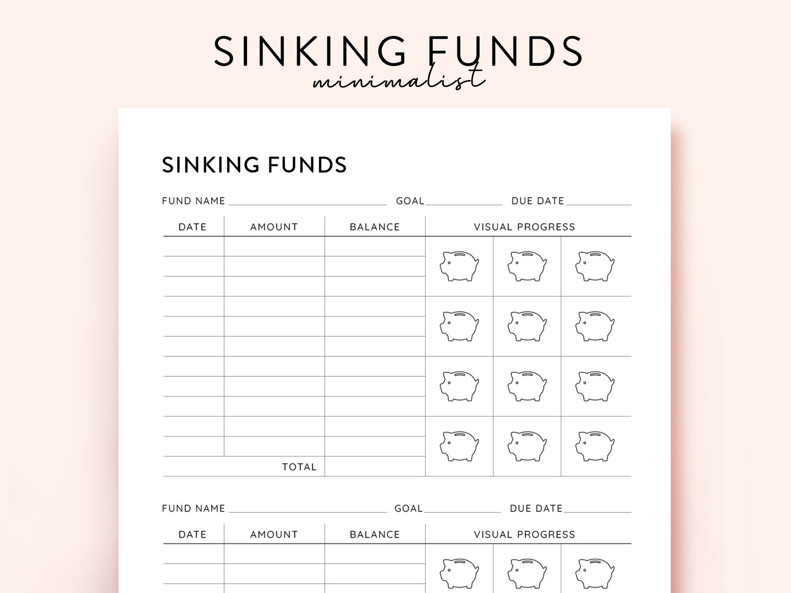 Sinking Funds Tracker Printable Sinking Funds Tracker Sheet, Sink Funds ...