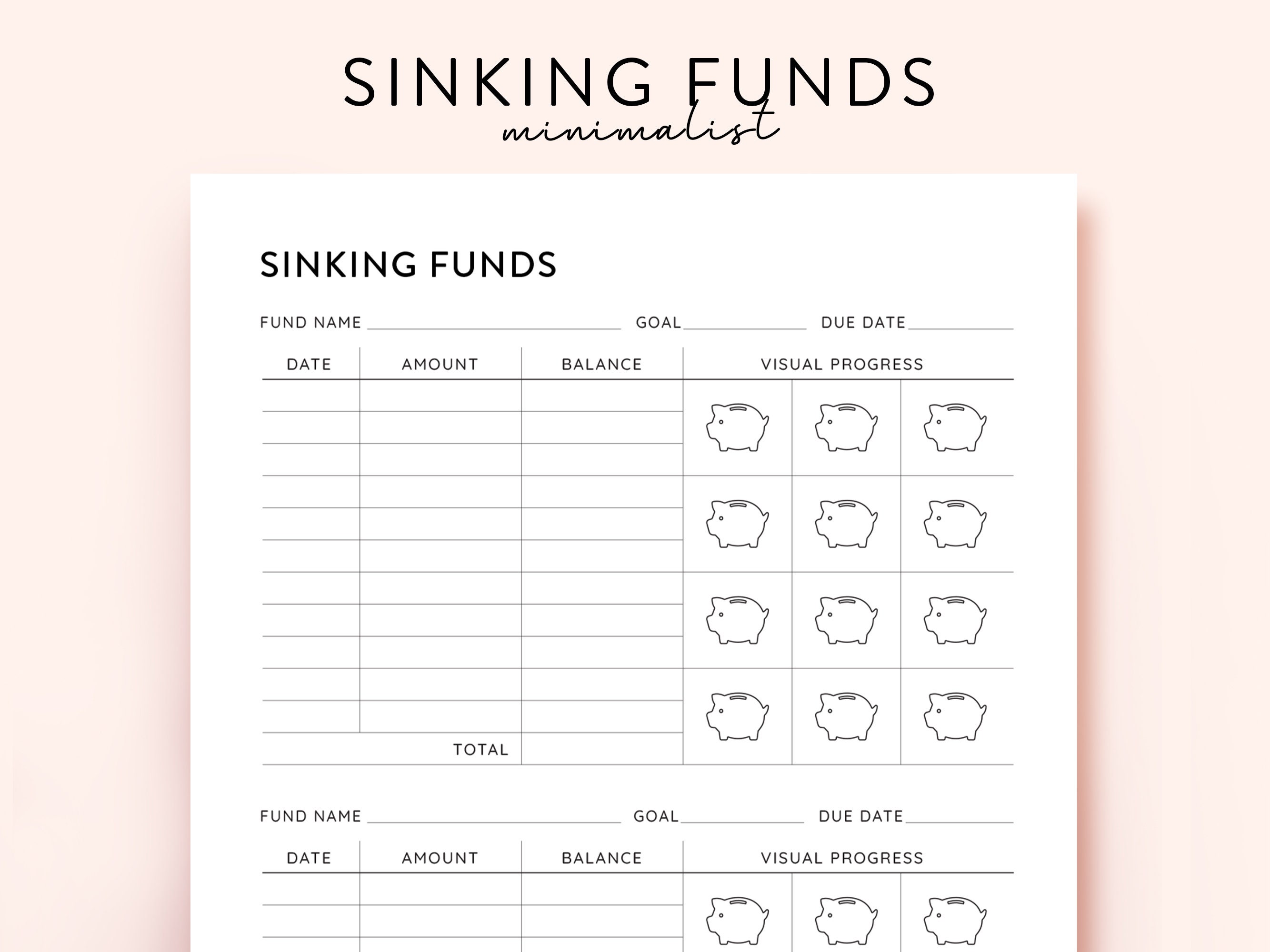 Sinking Funds Tracker Printable Sinking Funds Tracker Sheet, Sink Funds ...