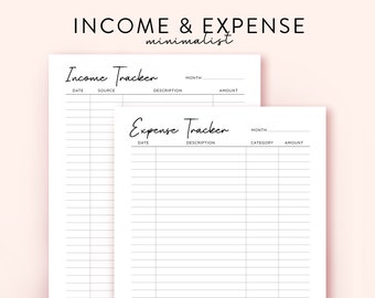 Income Tracker Printable Expense Tracker Printable, Income Log Monthly ...