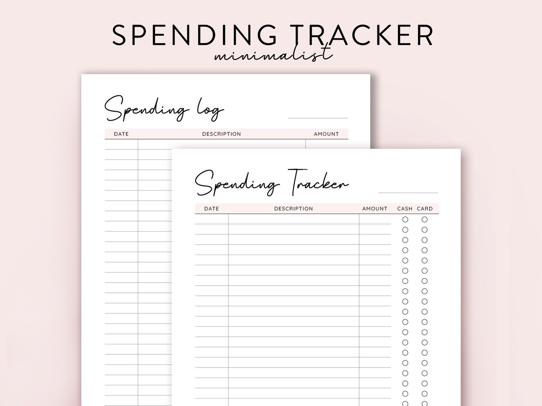 Digital Spending Tracker Printable Spending Log Monthly Expense Log ...