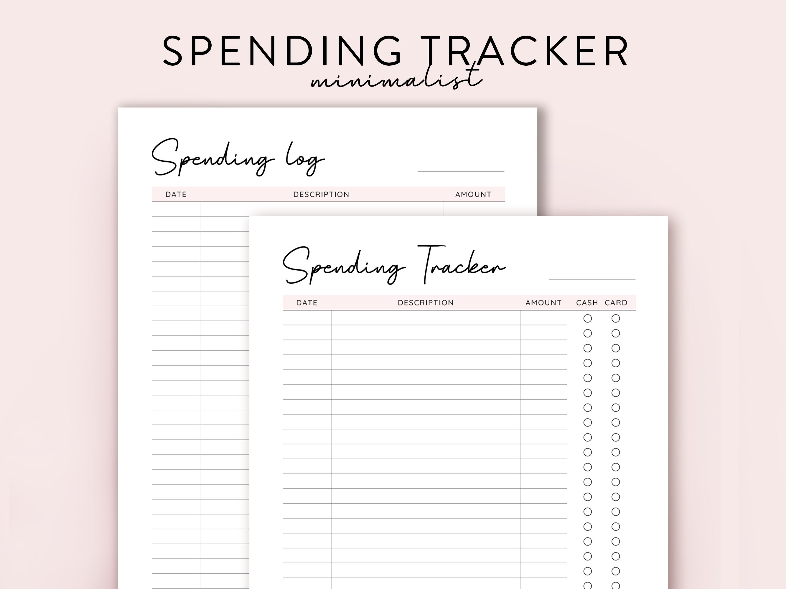 Digital Spending Tracker Printable Spending Log Monthly Expense Log ...