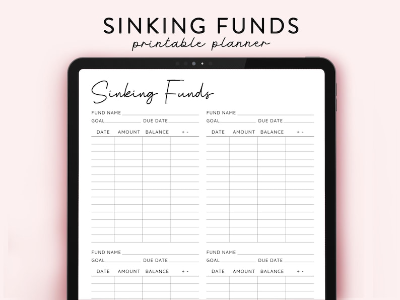 Sinking Funds Tracker Printable Sinking Funds Tracker Sheet, Sink Funds ...