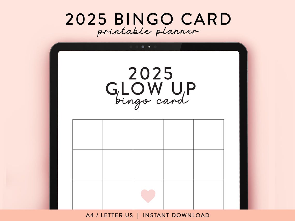2025 Glow up Bingo Card Printable, 2025 Bingo Card, New Year's ...