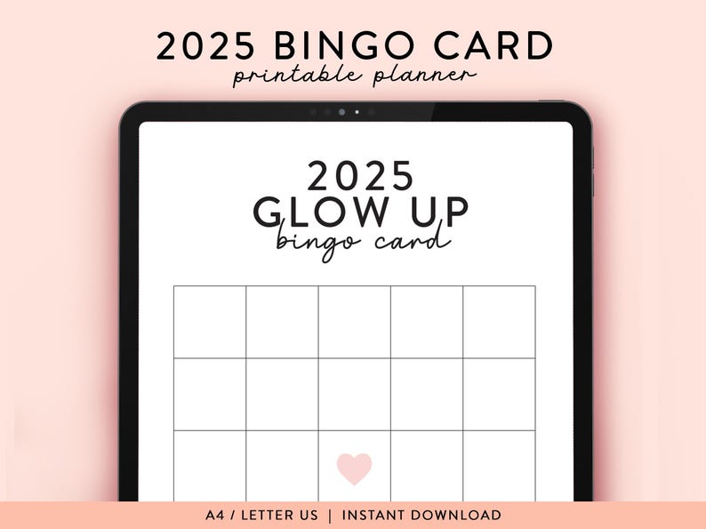 2025 Glow up Bingo Card Printable, 2025 Bingo Card, New Year's ...
