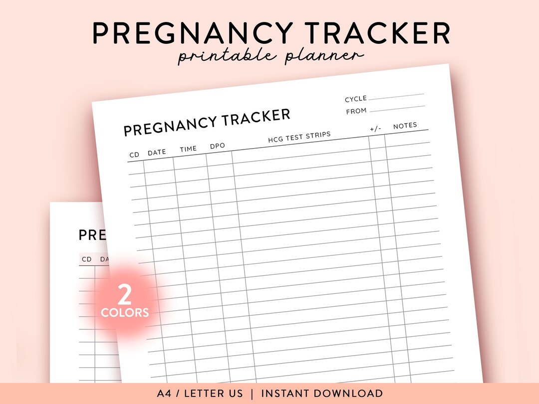 Pregnancy Tracker Printable, Pregnancy Test Strips Tracker, Pregnancy ...
