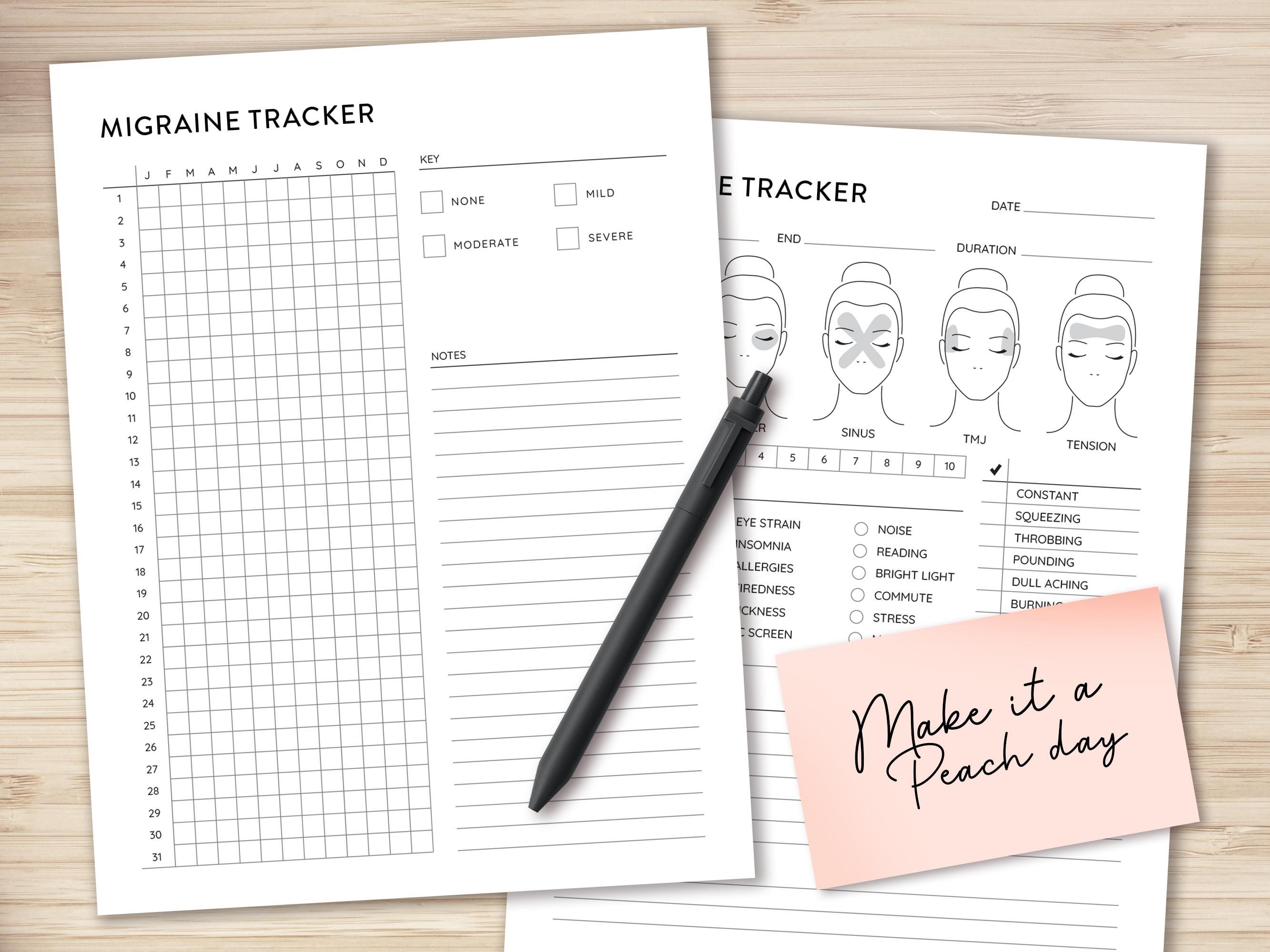 Migraine Tracker Printable, Headache Template, Migraine Track Headache ...
