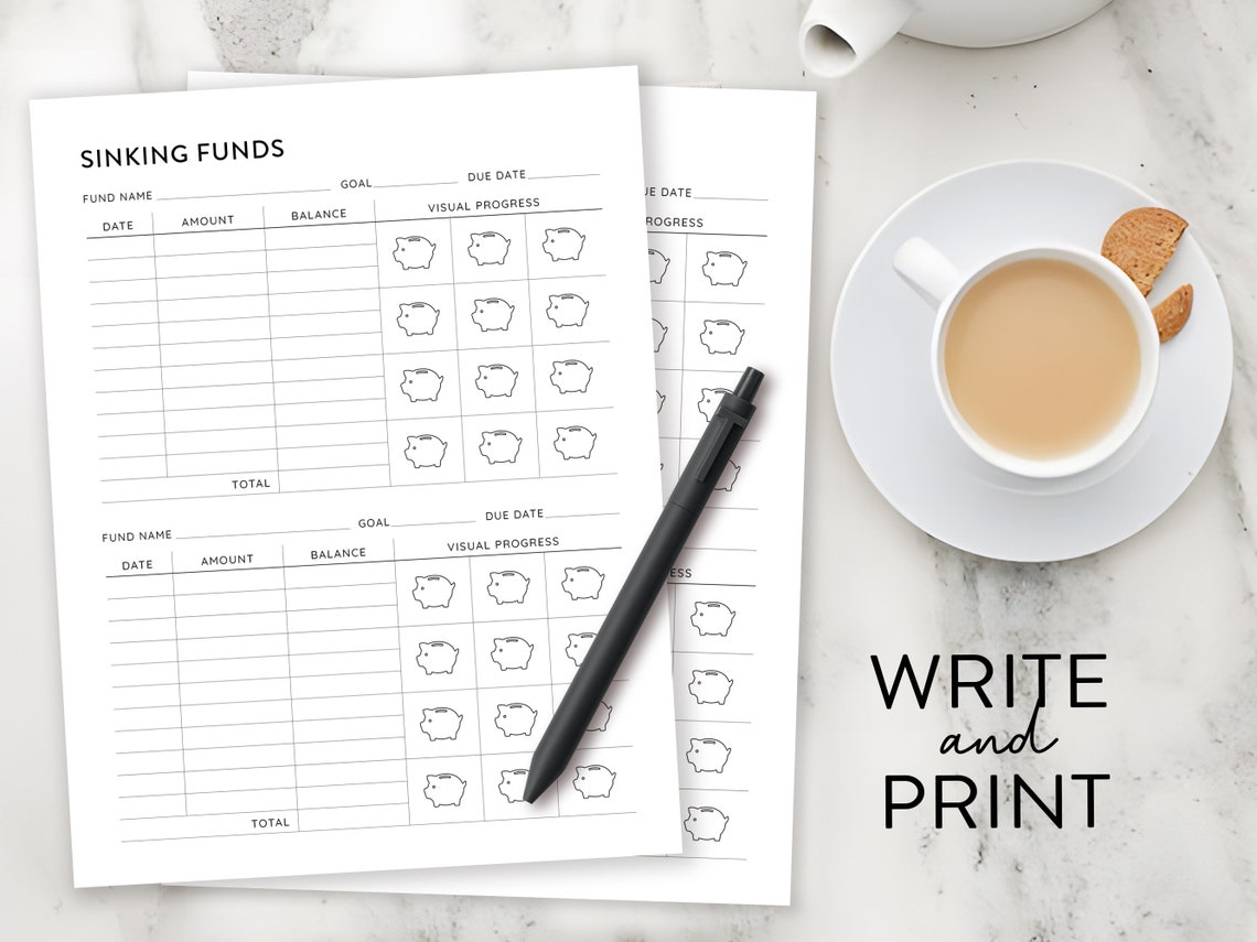 Sinking Funds Tracker Printable Sinking Funds Tracker Sheet, Sink Funds ...