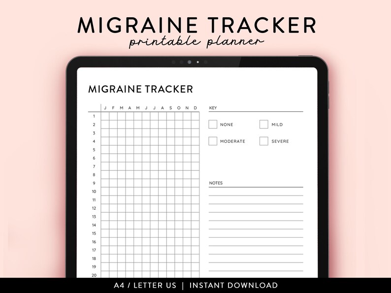 Migraine Tracker Printable, Headache Template, Migraine Track Headache ...