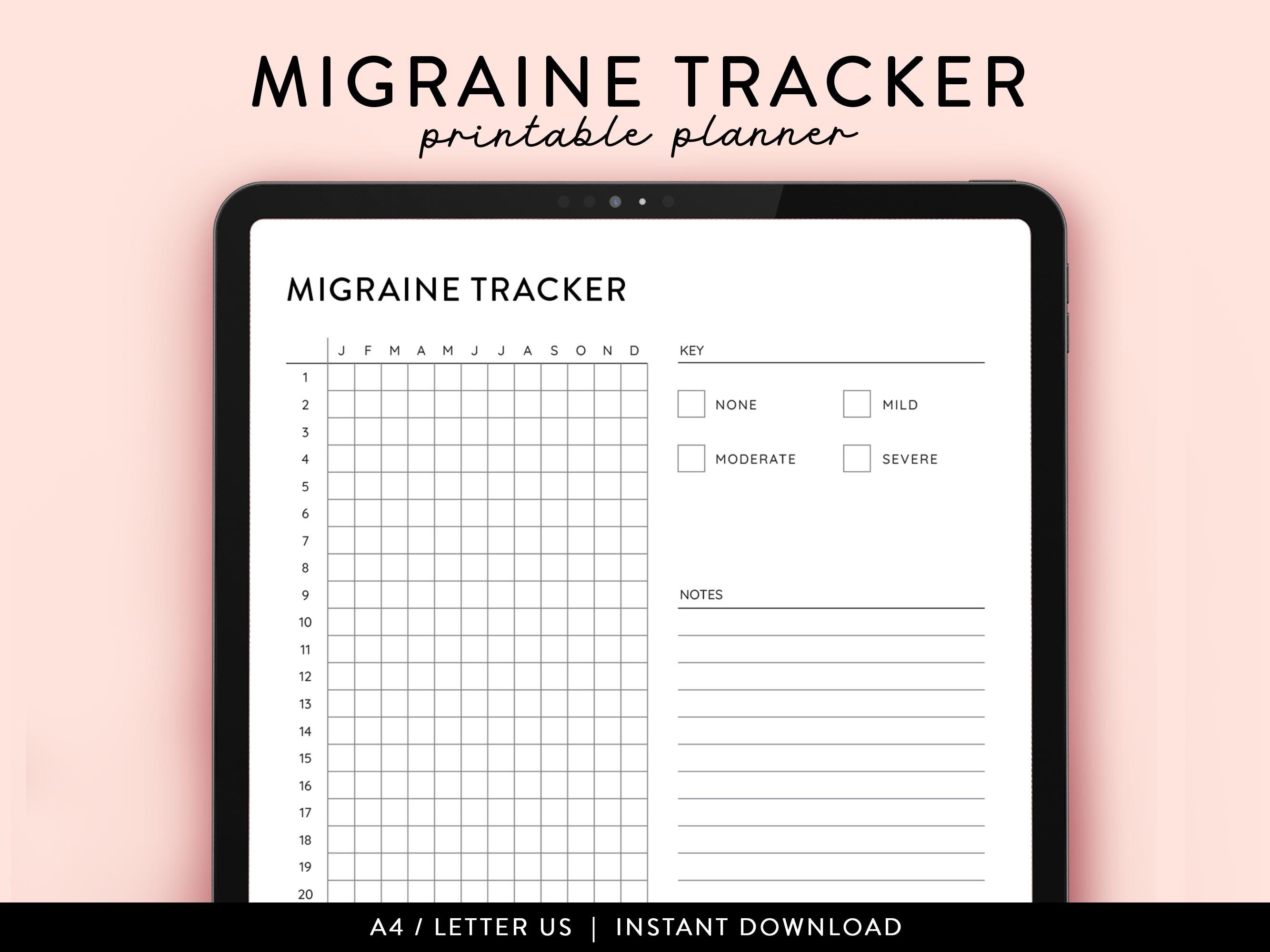 Migraine Tracker Printable, Headache Template, Migraine Track Headache ...