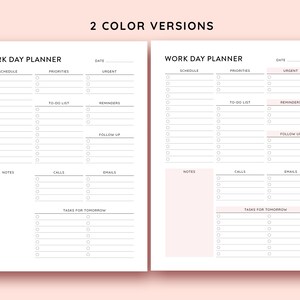 Work Day Planner Printable Work Planner Template, Work Day Organizer ...