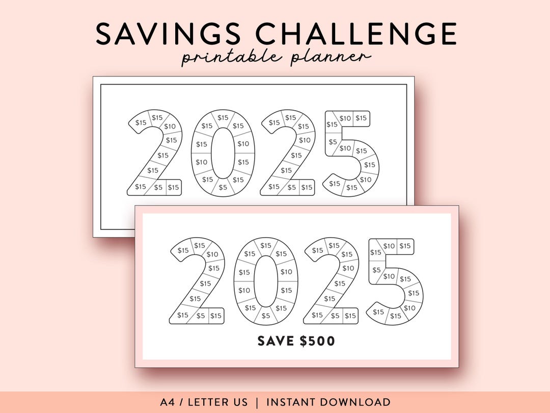2025 Savings Challenge Printable, Save 500 Challenge Monthly Low Budget ...