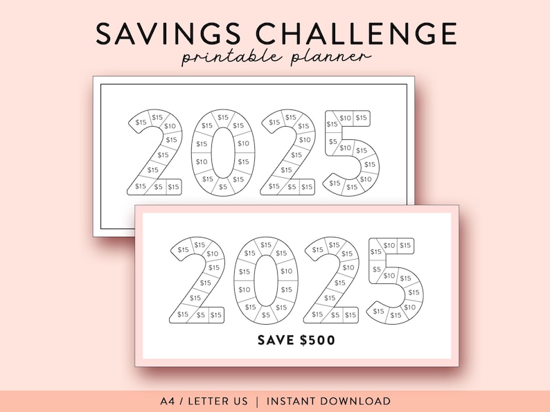 2025 Savings Challenge Printable, Save 500 Challenge Monthly Low Budget ...