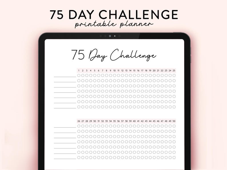 75 Day Challenge Printable, Daily 75 Day Challenge Journal, 75 Soft ...