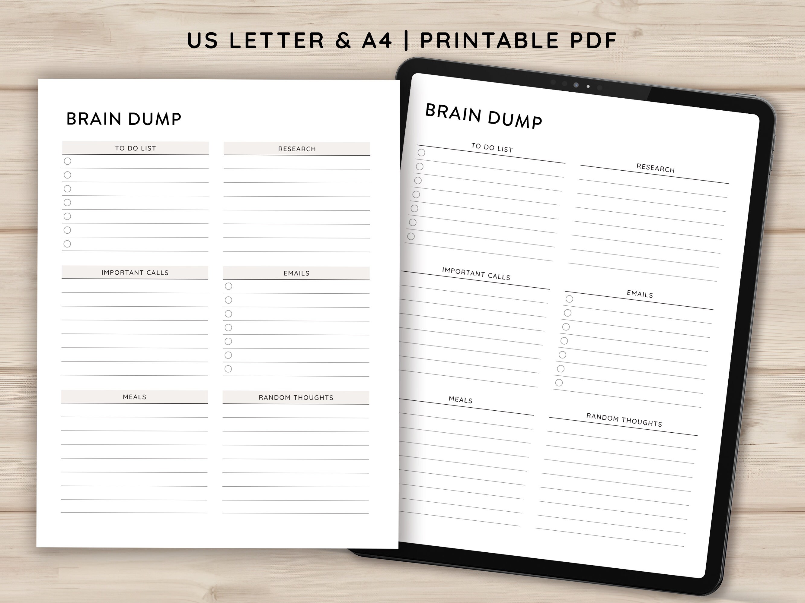 Brain Dump Printable, Thought Organizer, ADHD Brain Dump, Thought ...